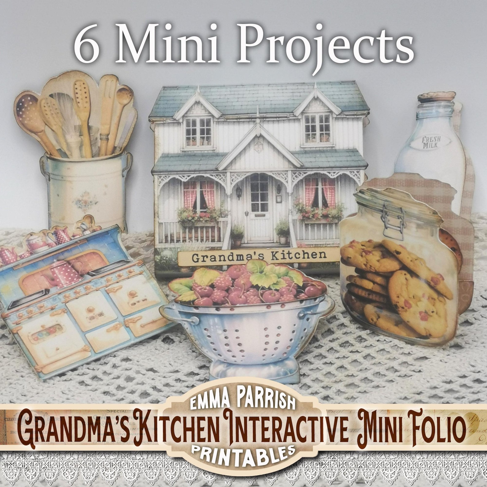 Grandma's Kitchen Mini Printable Folio, 6 Interactive Papercraft ...