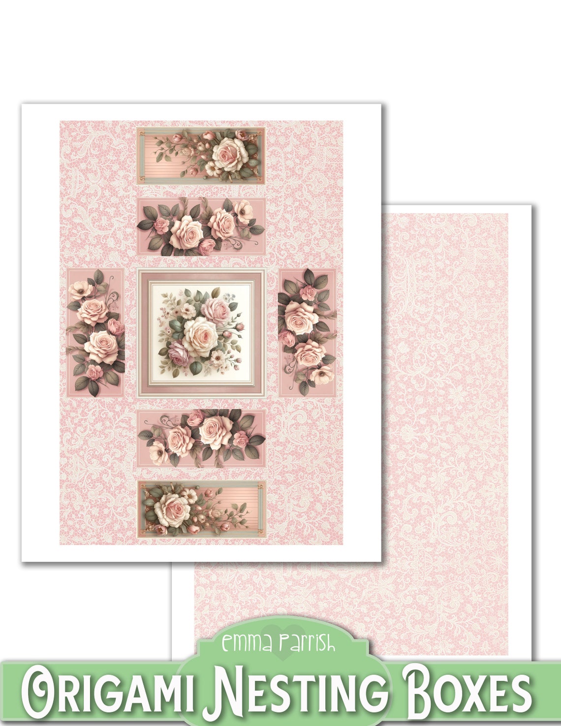 Paper Box Printable, Origami, Junk Journal Kit, Roses, Shabby Chic ...