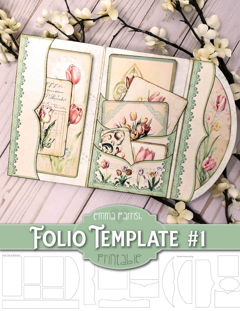 Printable Folio Template #1, Junk Journal Ephemera, Card Making ...