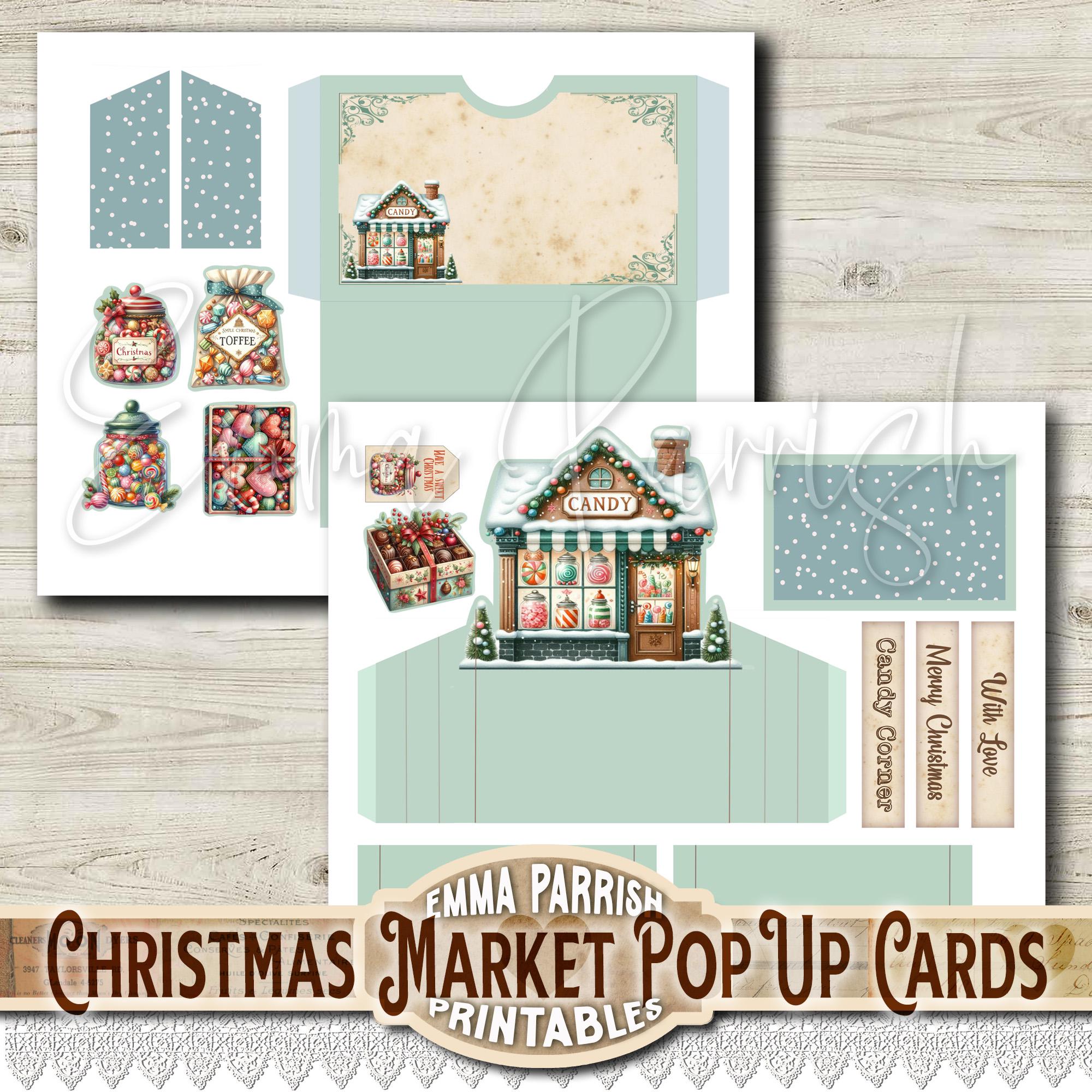 Pop-up Christmas Market Printables Kit, Set of 6, DIY 3D Papercraft ...