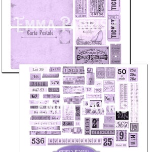 Purple Vintage Printable Ephemera Pack, Lilac, Lavender Junk Journal ...