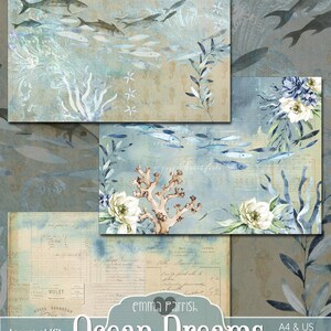 Ocean Junk Journal Kit, Nautical Blue Digital Paper Printable, Dolphin ...