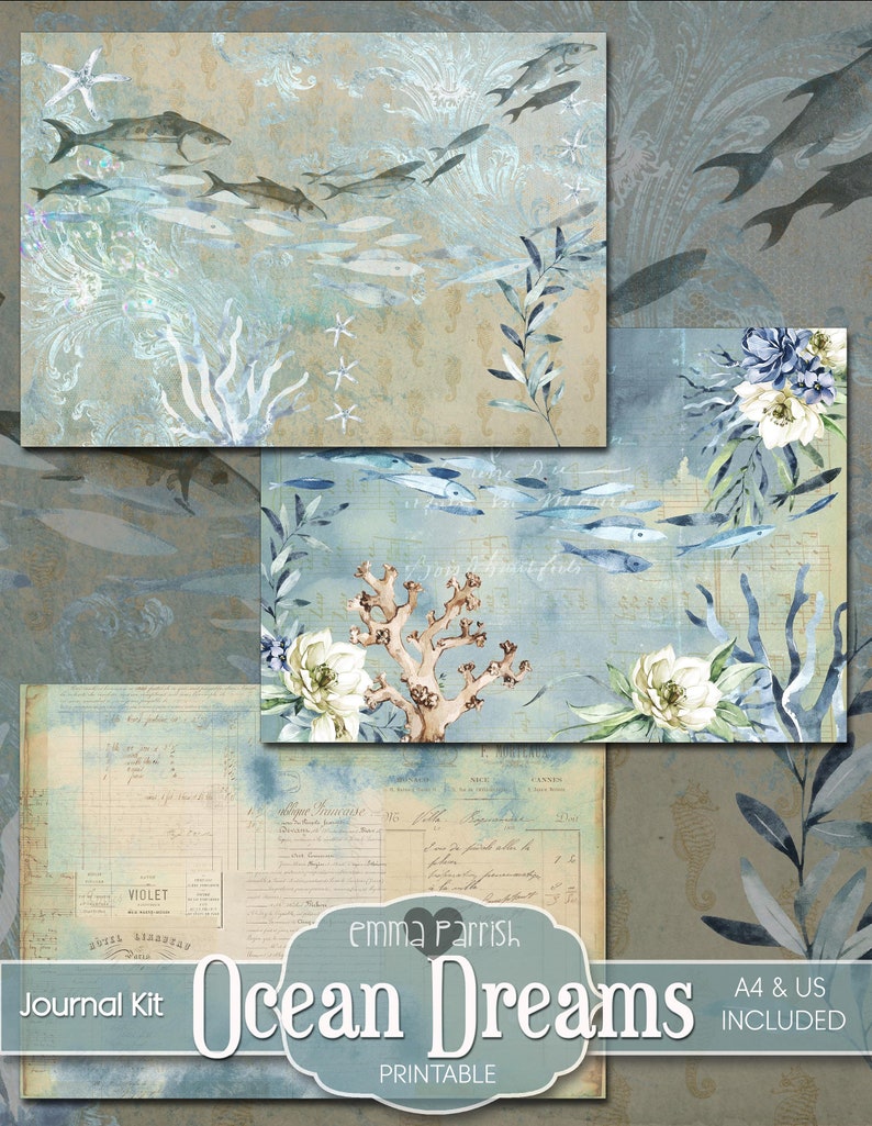 Ocean Junk Journal Kit Nautical Blue Digital Paper Printable - Etsy
