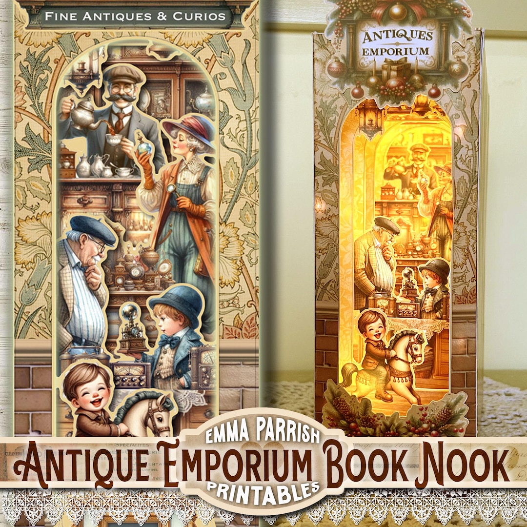 Antique Emporium Book Nook Printable Kit, Christmas Gift & Decor, 3D ...