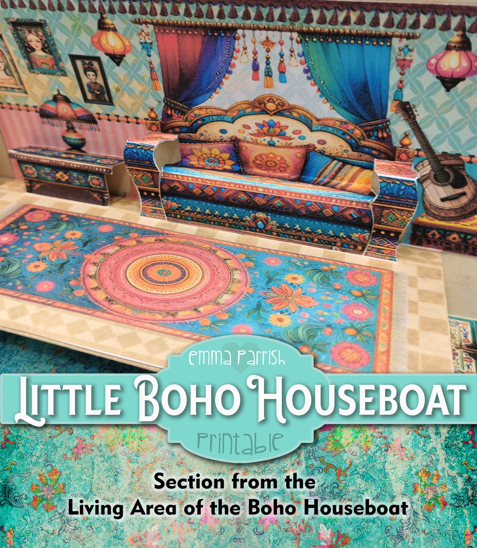 Little Boho Houseboat Printable Junk Journal Folio, Canal Boat ...