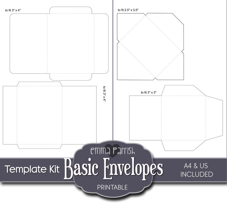 25 Printable Envelope Template Kit, Junk Journal Ephemera, Card Making ...