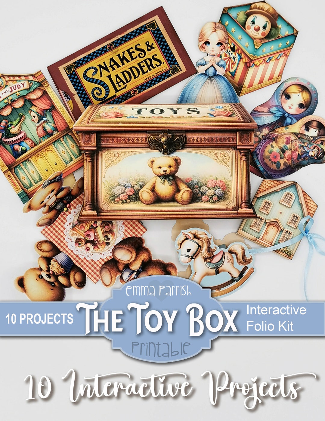 The Toybox Printable Junk Journal Folio, 10 Interactive Papercraft ...