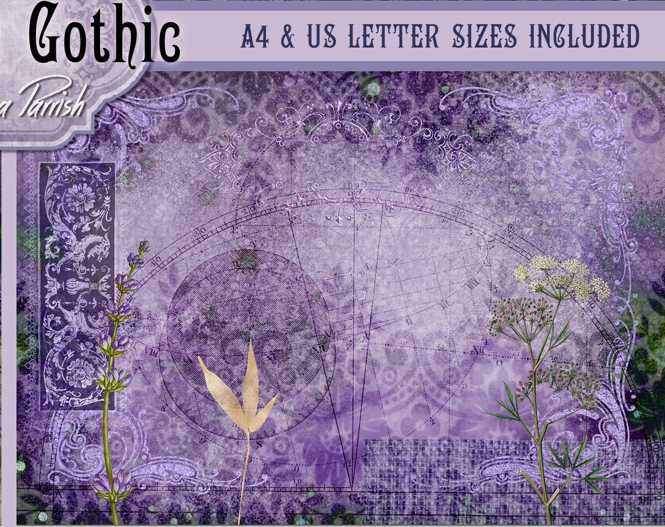 Purple Gothic Printable Paper Set Purple and Black Junk - Etsy