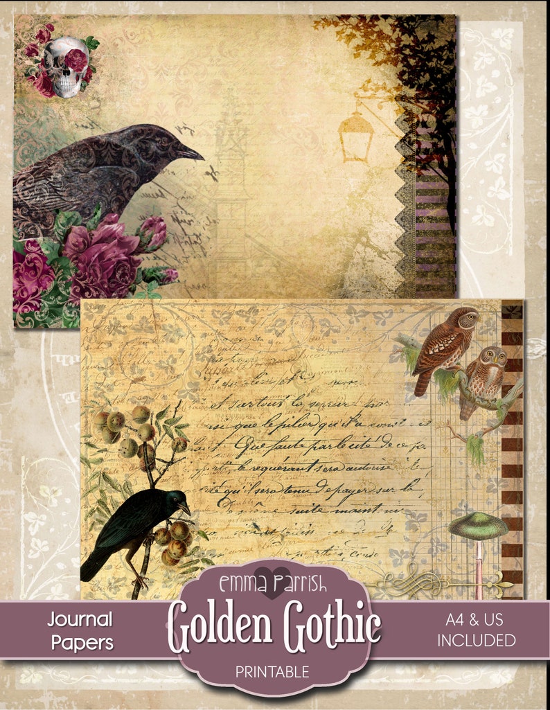 Golden Gothic Printable Paper Set Witch Junk Journal Kit - Etsy UK