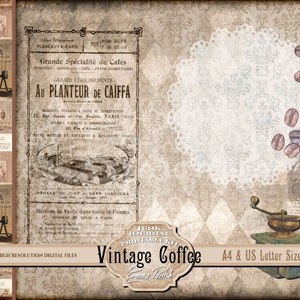 Coffee Junk Journal Printable Papers, Coffee Stained Paper, Digital ...