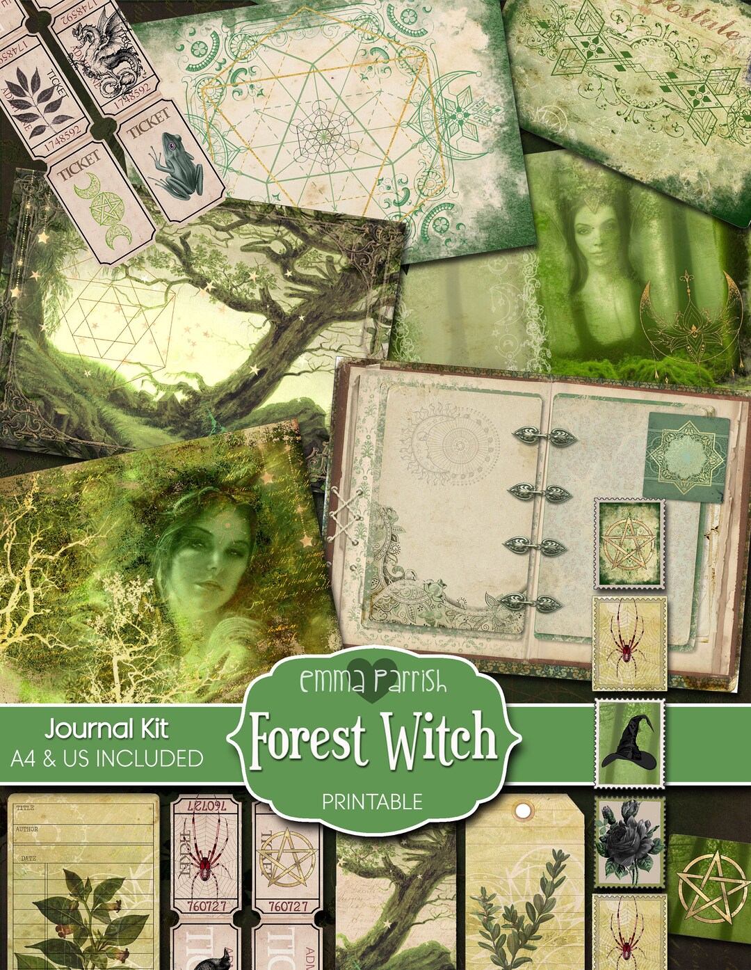 Witch Journal, Junk Journal, Printable Kit, Forest, Witchcraft, Witches ...