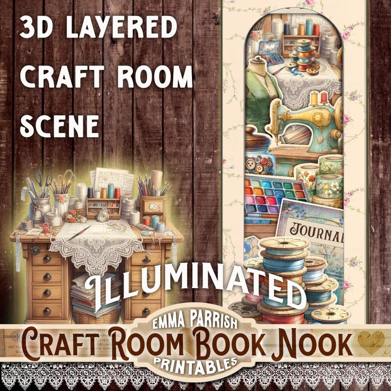 Craft Room Book Nook Printable Kit - Cricut Friendly, Sewing, Art, Junk ...