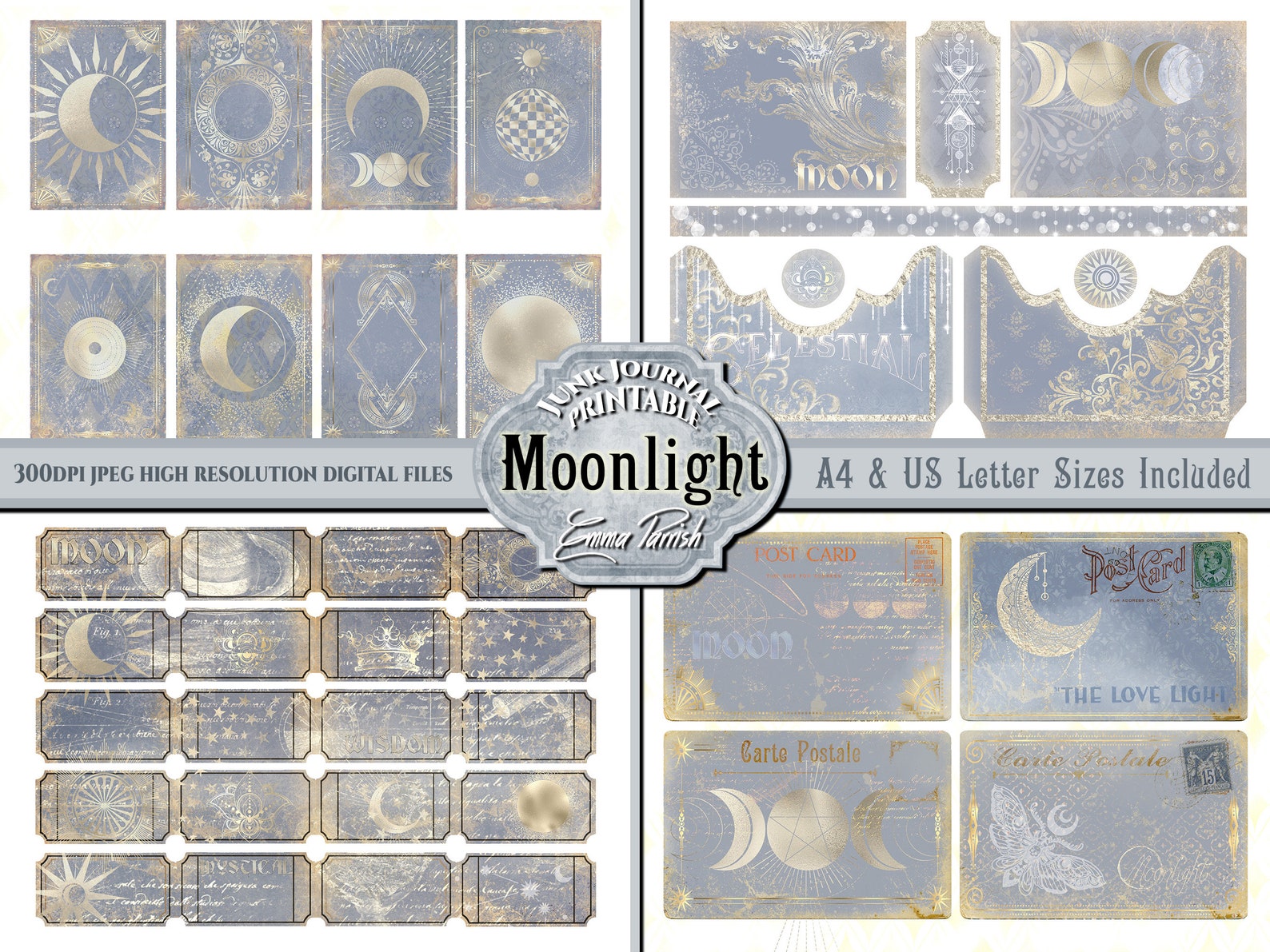 Moon Junk Journal Printable Kit Moonlight Witch Journal | Etsy UK