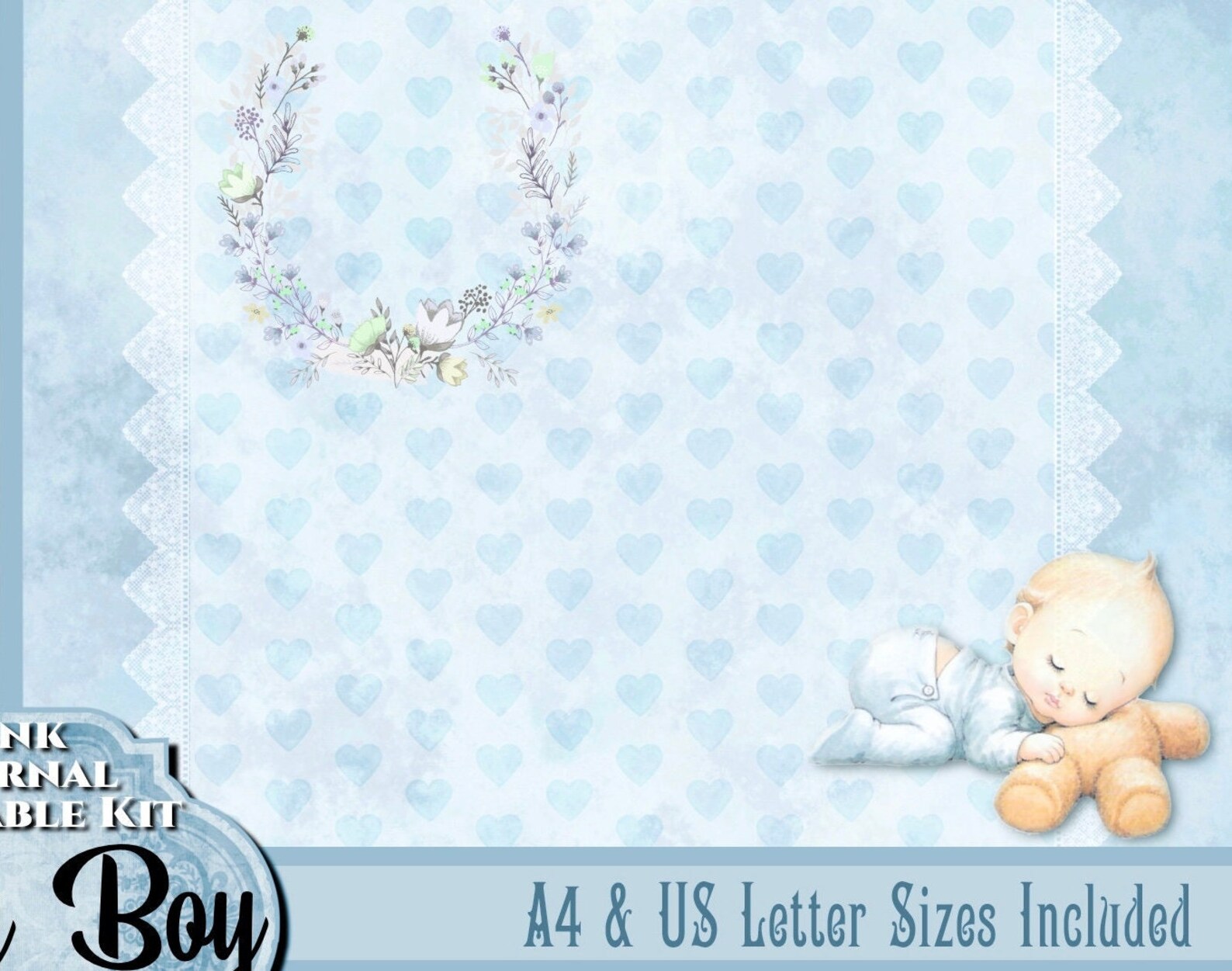 Baby Boy Junk Journal Printable Digital Download Kit, New Baby Book ...
