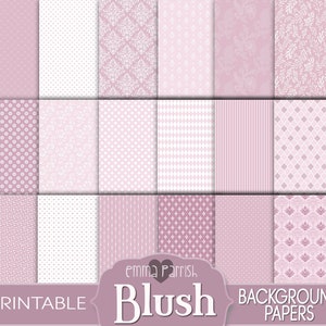 Pink Blush Patterned Printable Paper Kit, Junk Journal, Scrapbook ...