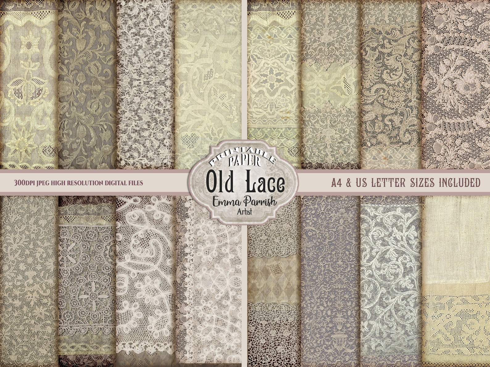 Vintage Lace Printable Digital Paper Antique Lace Junk - Etsy