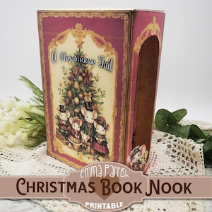 Christmas Mice Book Nook, Printable, Christmas Decoration, Lights, Old ...