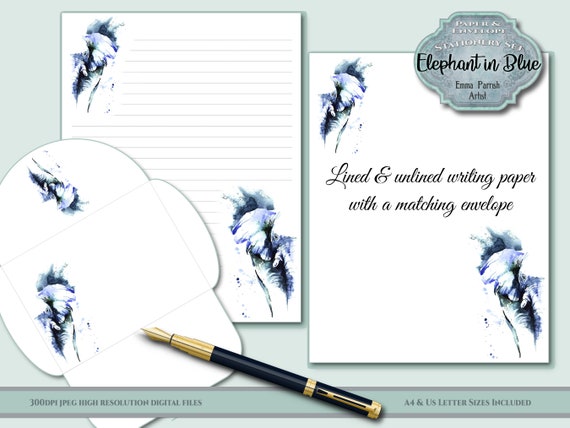 Elephant Writing Paper Stationery Set Matching Envelope A4 & | Etsy