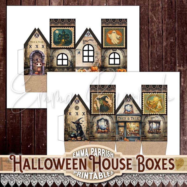 Halloween House Gift Box Set, Printable Halloween Treat Boxes, DIY ...