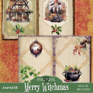 Christmas Witch Junk Journal Kit, Yule Witch, Journal Supplies, Witchy ...