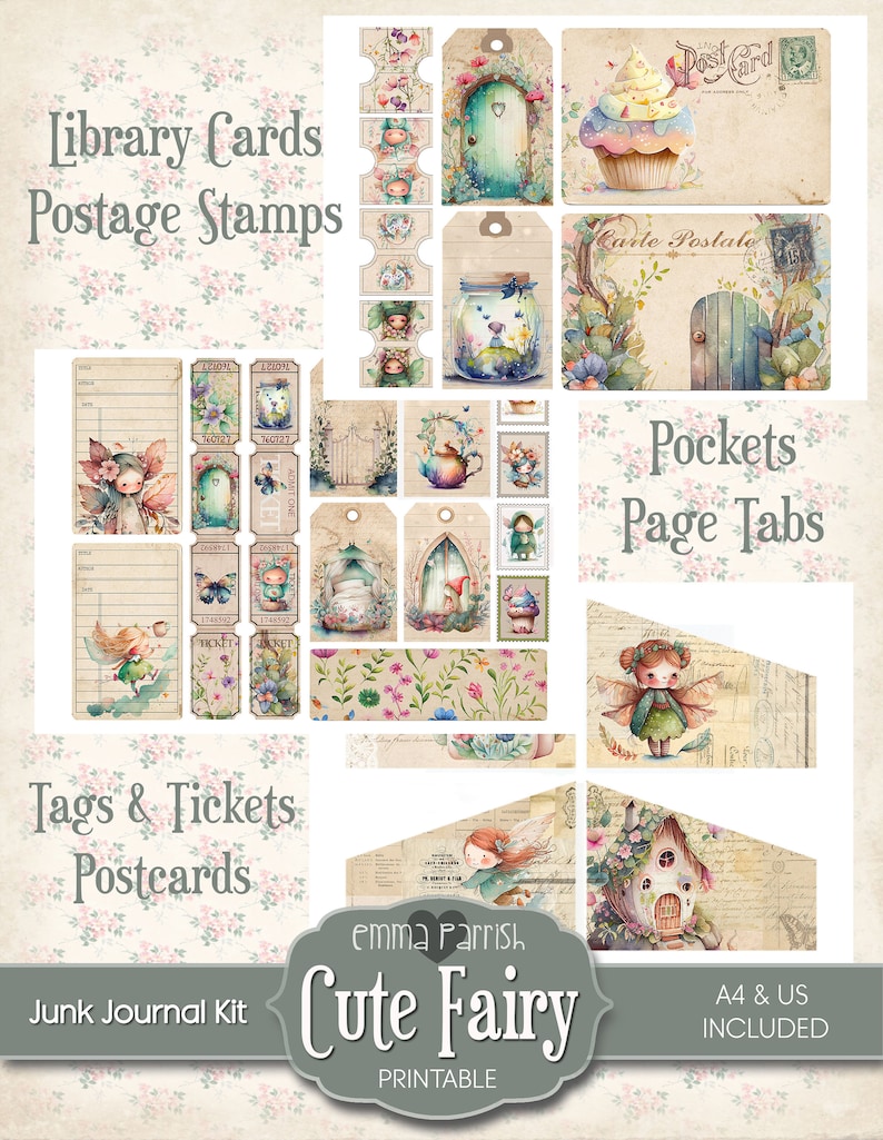 Cute Fairy Junk Journal, Printable, Fairies Journal, Watercolor Fantasy ...
