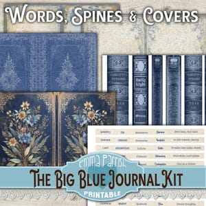 Big Blue Junk Journal Kit, Printable, Vintage Ephemera, Tags, Labels ...