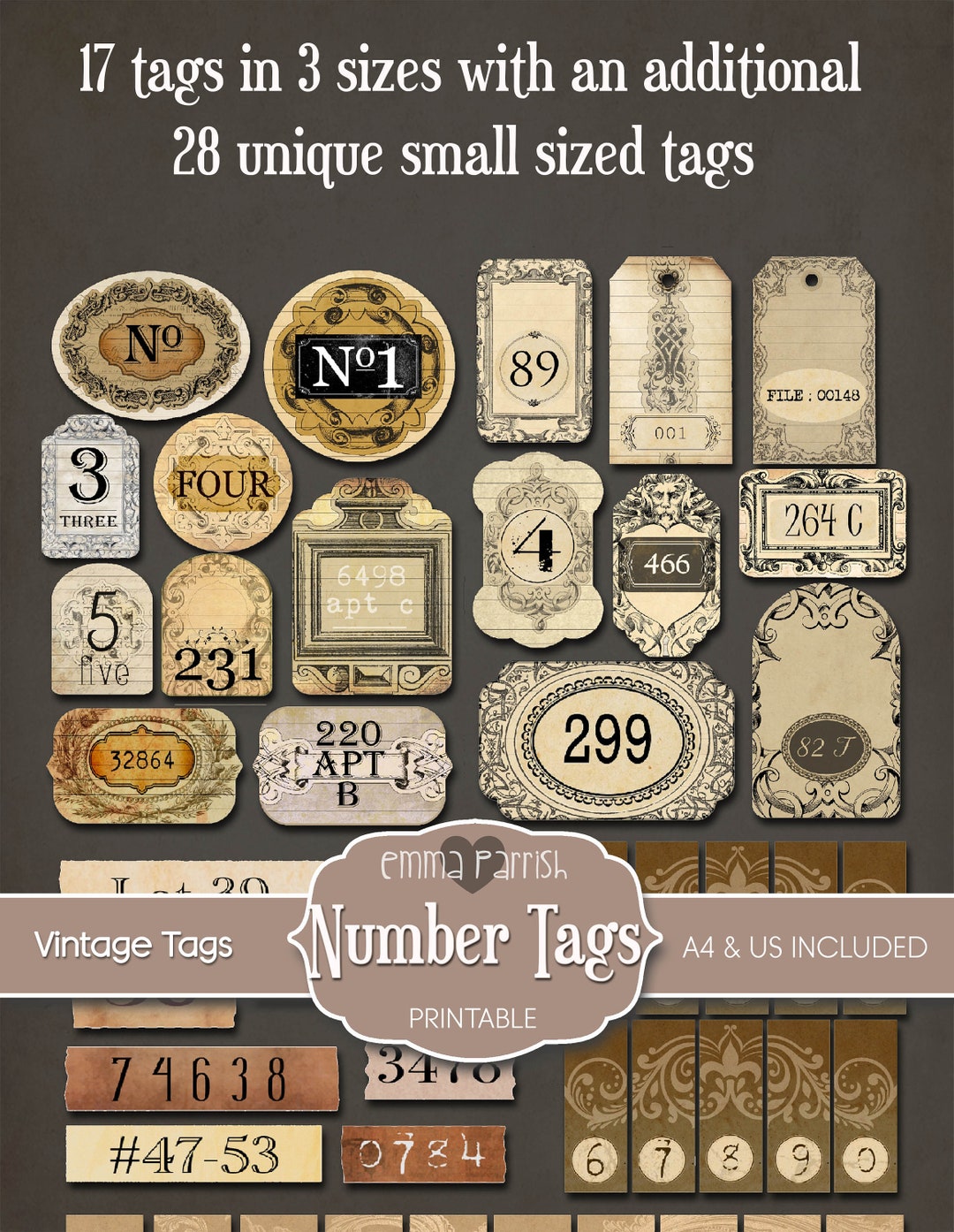 Vintage Number Label Tags, Numbers, Grunge, Number, Tags, Labels, Junk ...