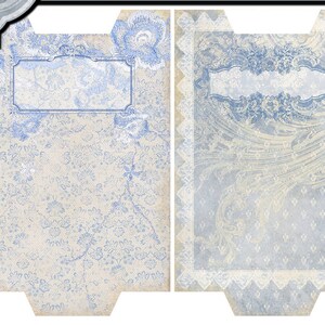 Vintage Blue Mini File Folders, Antique, Junk Journal Kit, Digital ...