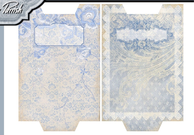 Vintage Blue Mini File Folders Antique Junk Journal Kit - Etsy