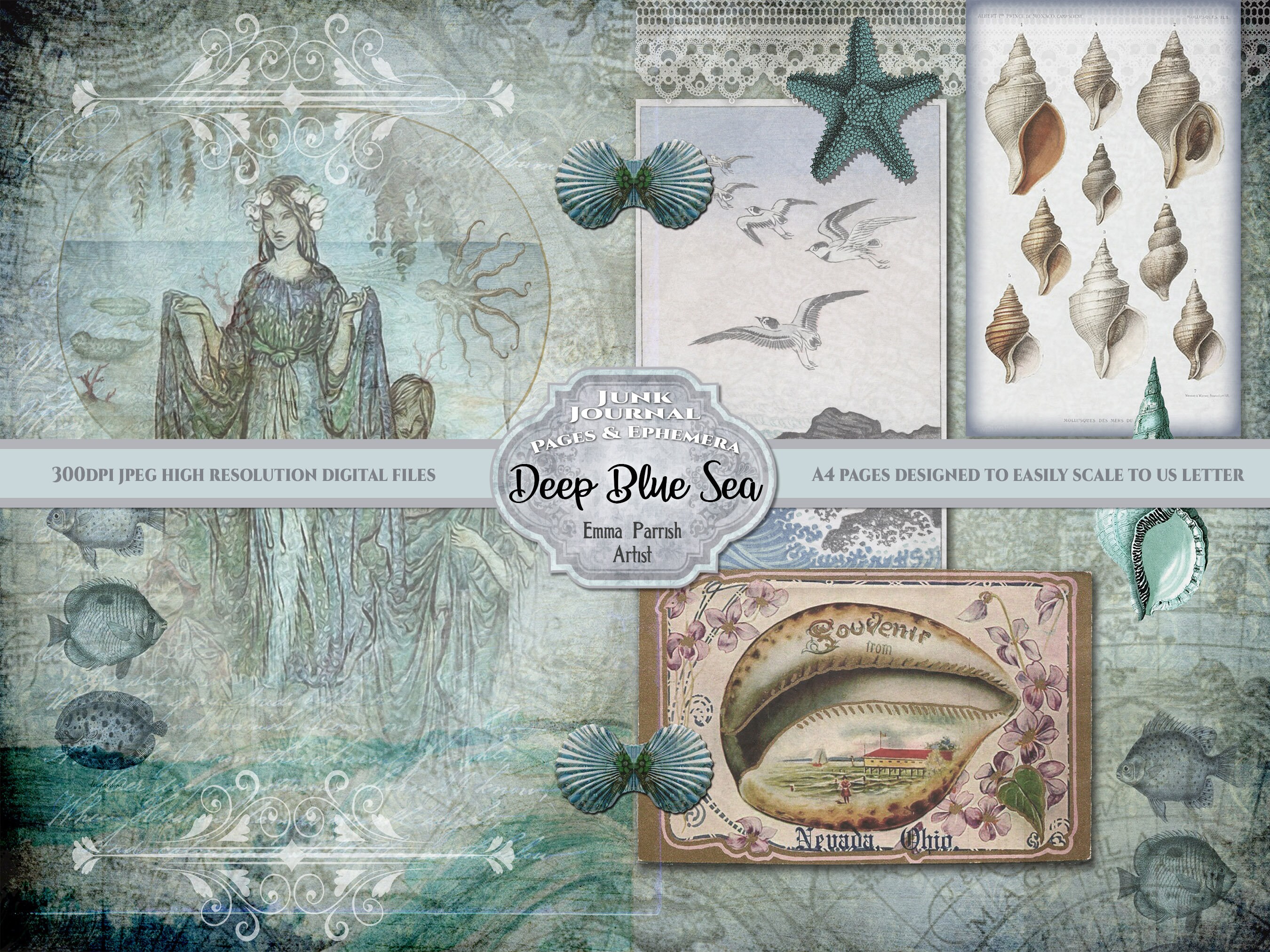 Ocean Junk Journal Kit Nautical Blue Digital Paper Printable - Etsy UK