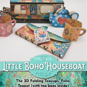 Little Boho Houseboat Printable Junk Journal Folio, Canal Boat ...