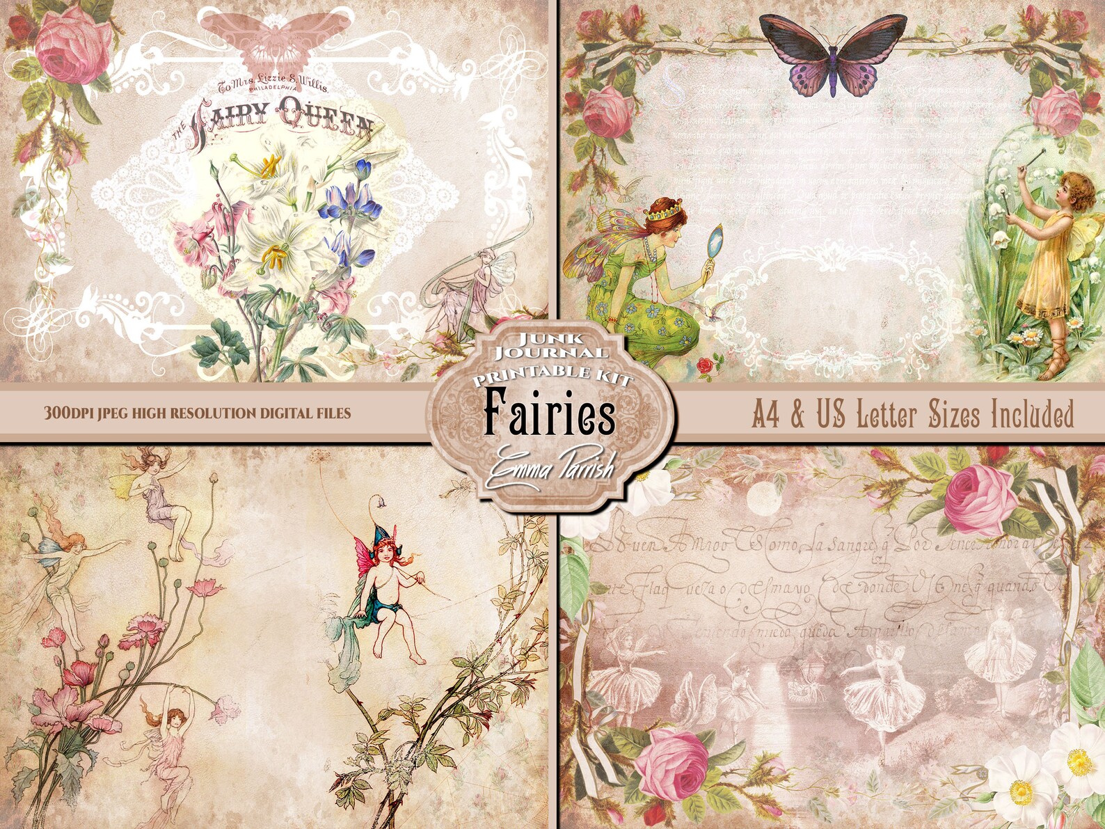 Fairies Junk Journal Kit, Fairy Journal, Fairy Digital Paper, Printable ...