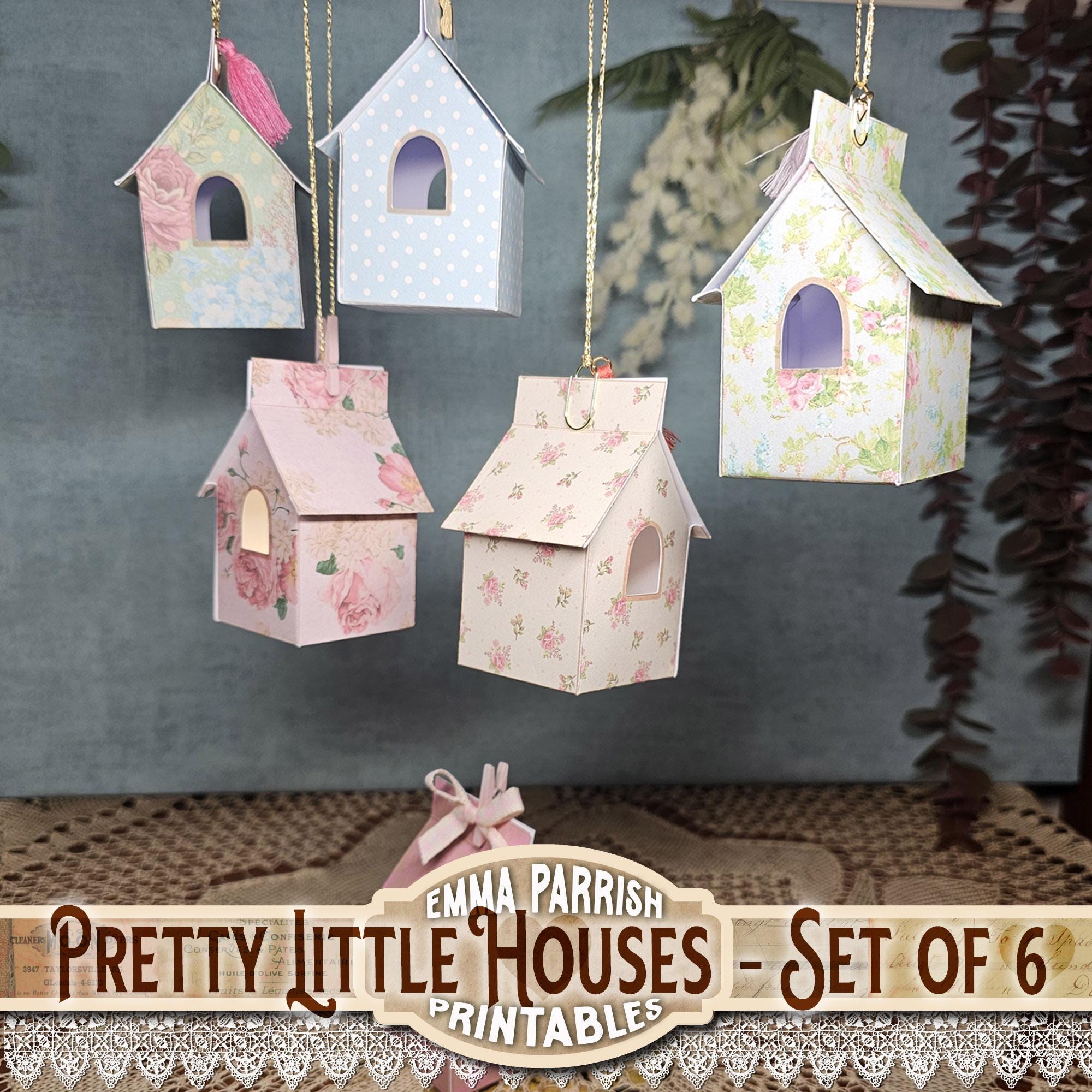 Pretty Little Houses, Gift Box Printable, Set of 6, Home Decor, Spring ...