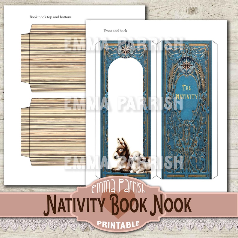 Nativity Book Nook, Printable, Baby Jesus, Christmas Decoration, Lights ...
