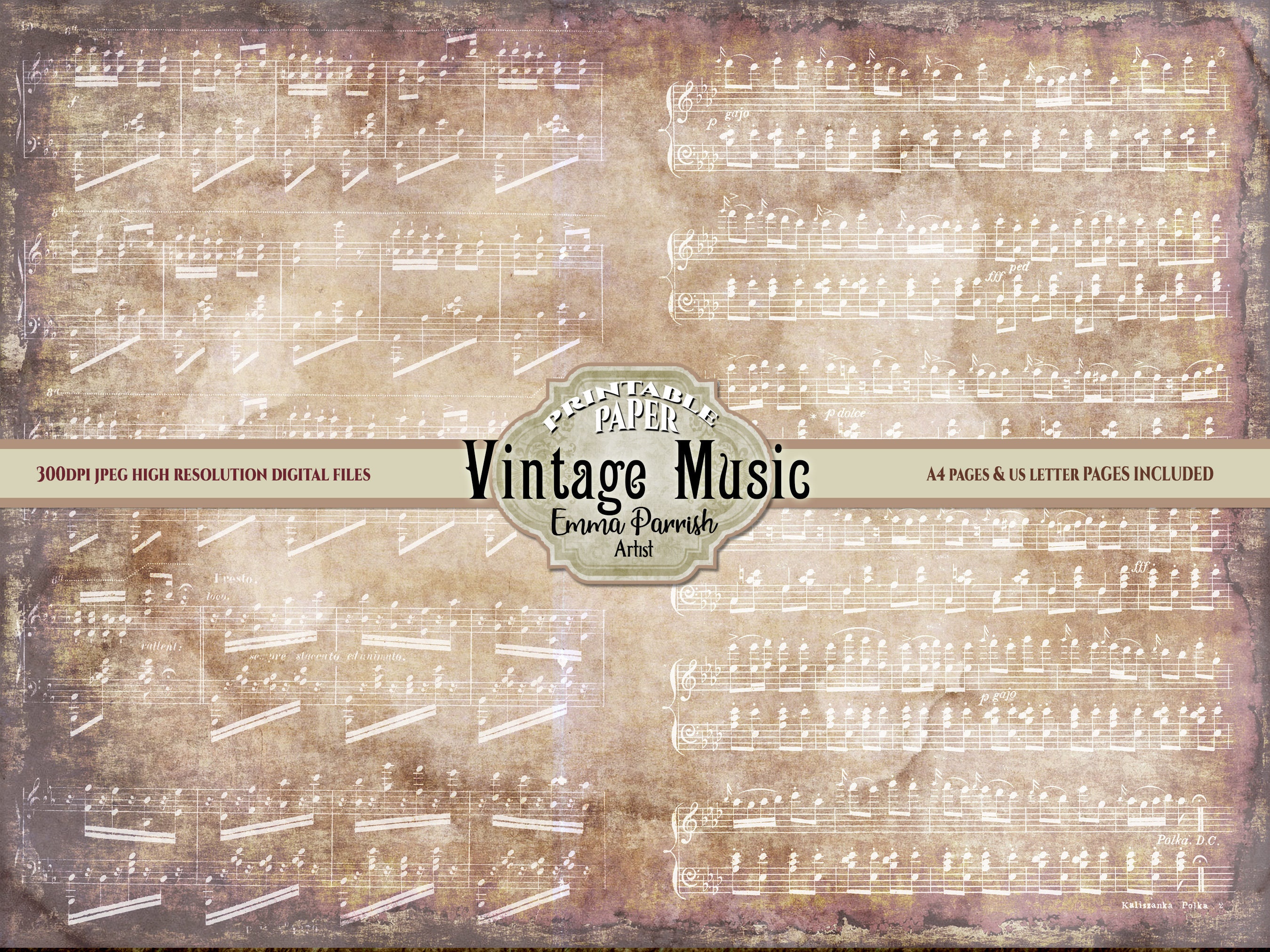 Vintage Sheet Music Junk Journal Papers, Digital Journal Printable ...