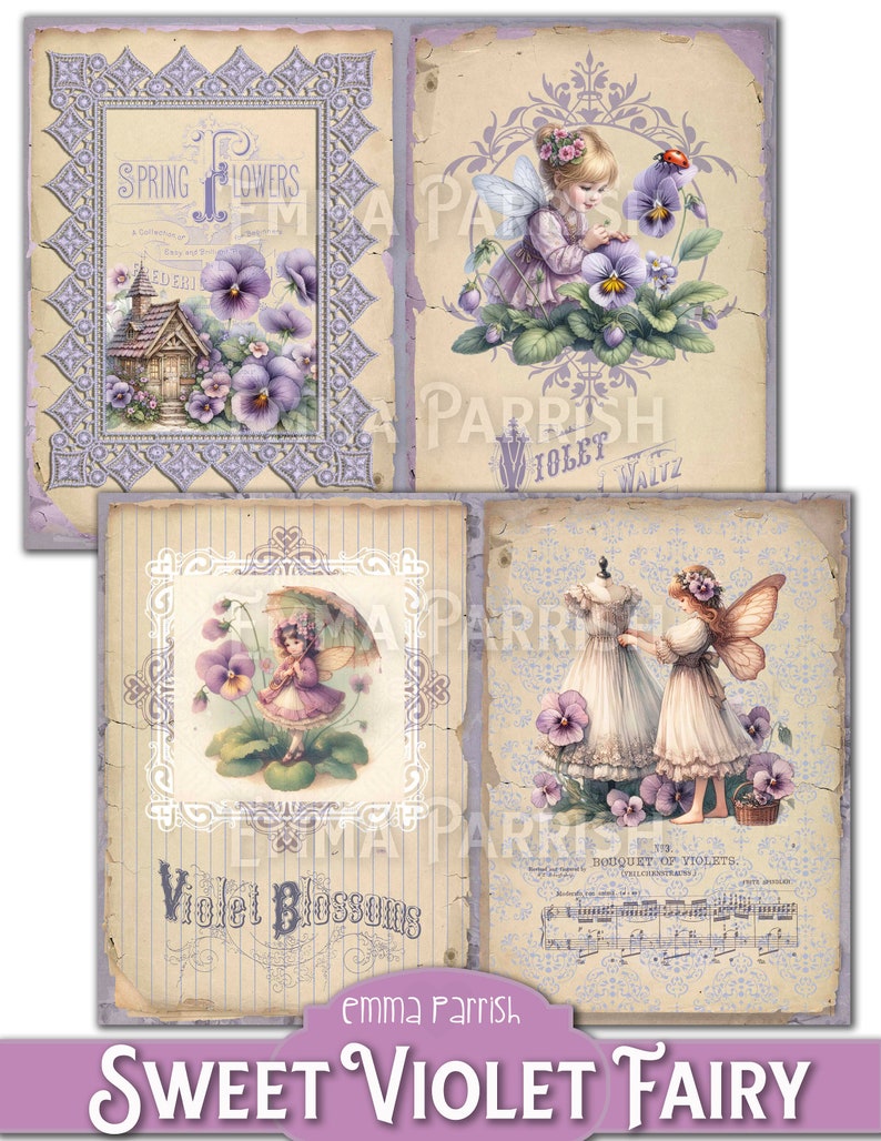 Sweet Violet Fairies Printable Journal Kit, Spring Flower Fairy Junk ...