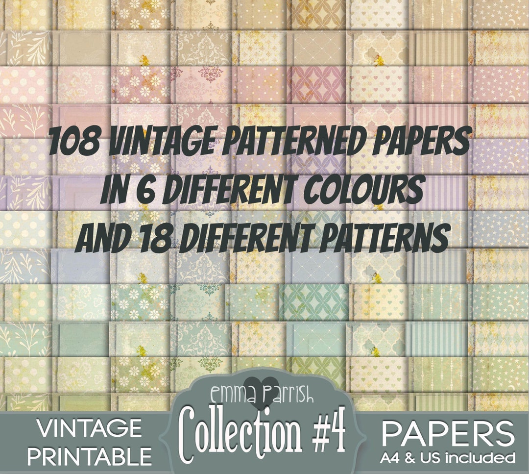 108 Vintage Printable Papers, Shabby, Patterned, Junk Journal ...