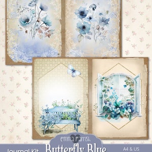 Blue Butterfly Junk Journal Kit, Butterflies Journal, Vintage ...