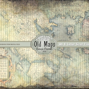 Printable Travel Junk Journal Papers, Old Map Pages, Vintage Printable ...