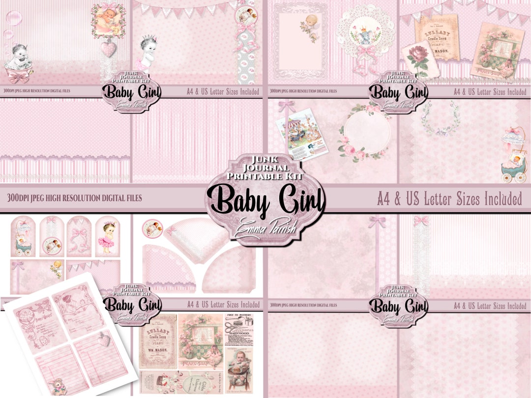 Baby Girl Junk Journal Printable Digital Download Kit, New Baby Book ...