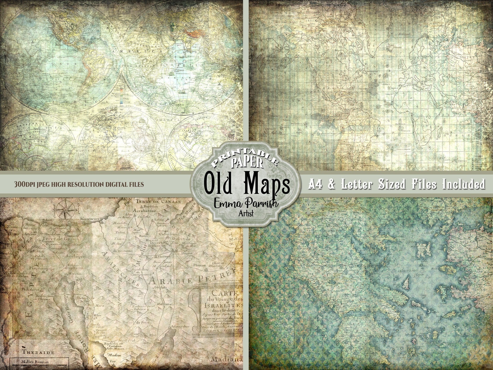 Printable Travel Junk Journal Papers, Old Map Pages, Vintage Printable ...