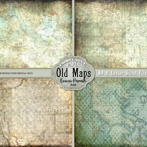 Printable Travel Junk Journal Papers, Old Map Pages, Vintage Printable ...