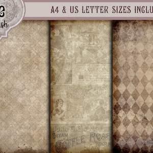 Coffee Junk Journal Printable Papers, Coffee Stained Paper, Digital ...