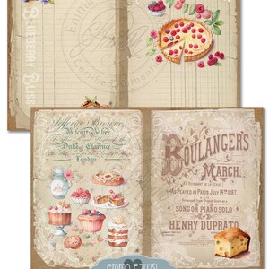 Bakery Cake Journal Kit, Printable, Shabby French Patisserie, Pastries ...