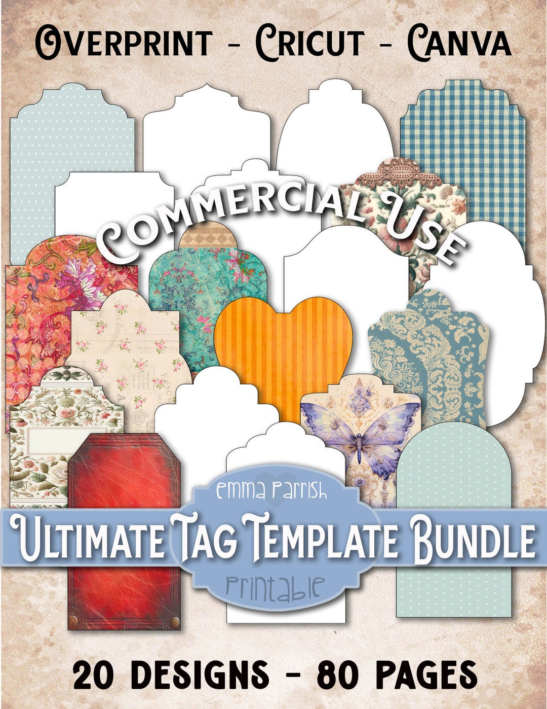 Ultimate Printable Tag Template Bundle, Commercial Use, PNG, Cricut ...