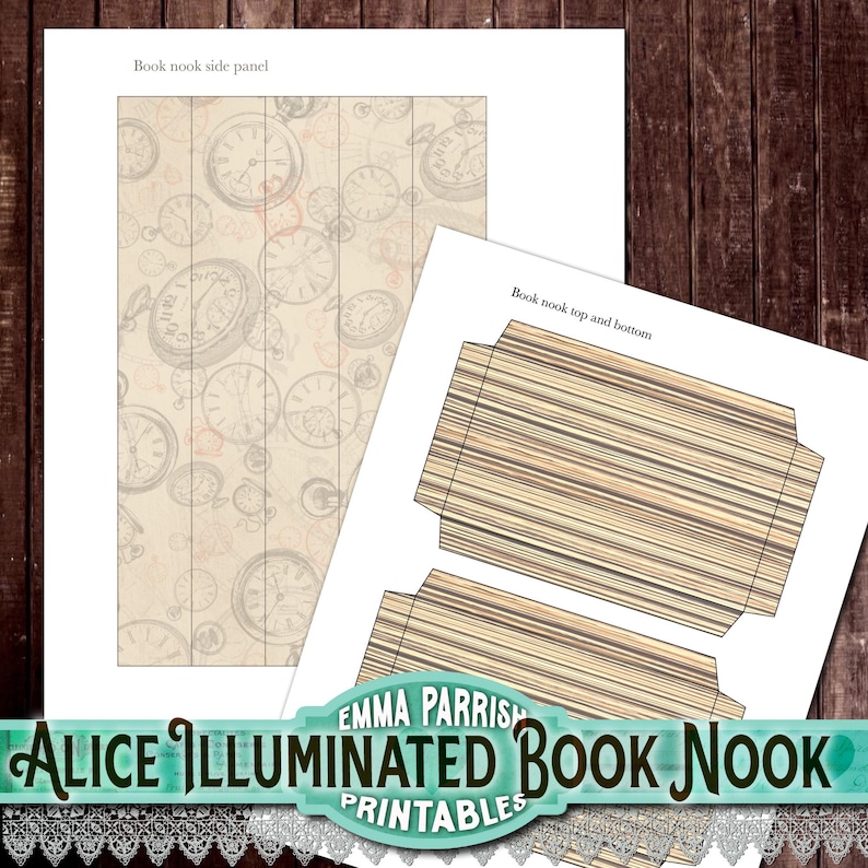 Alice Book Nook, Printable, Mad Hatter, Home Decor, Lights, Old Book ...