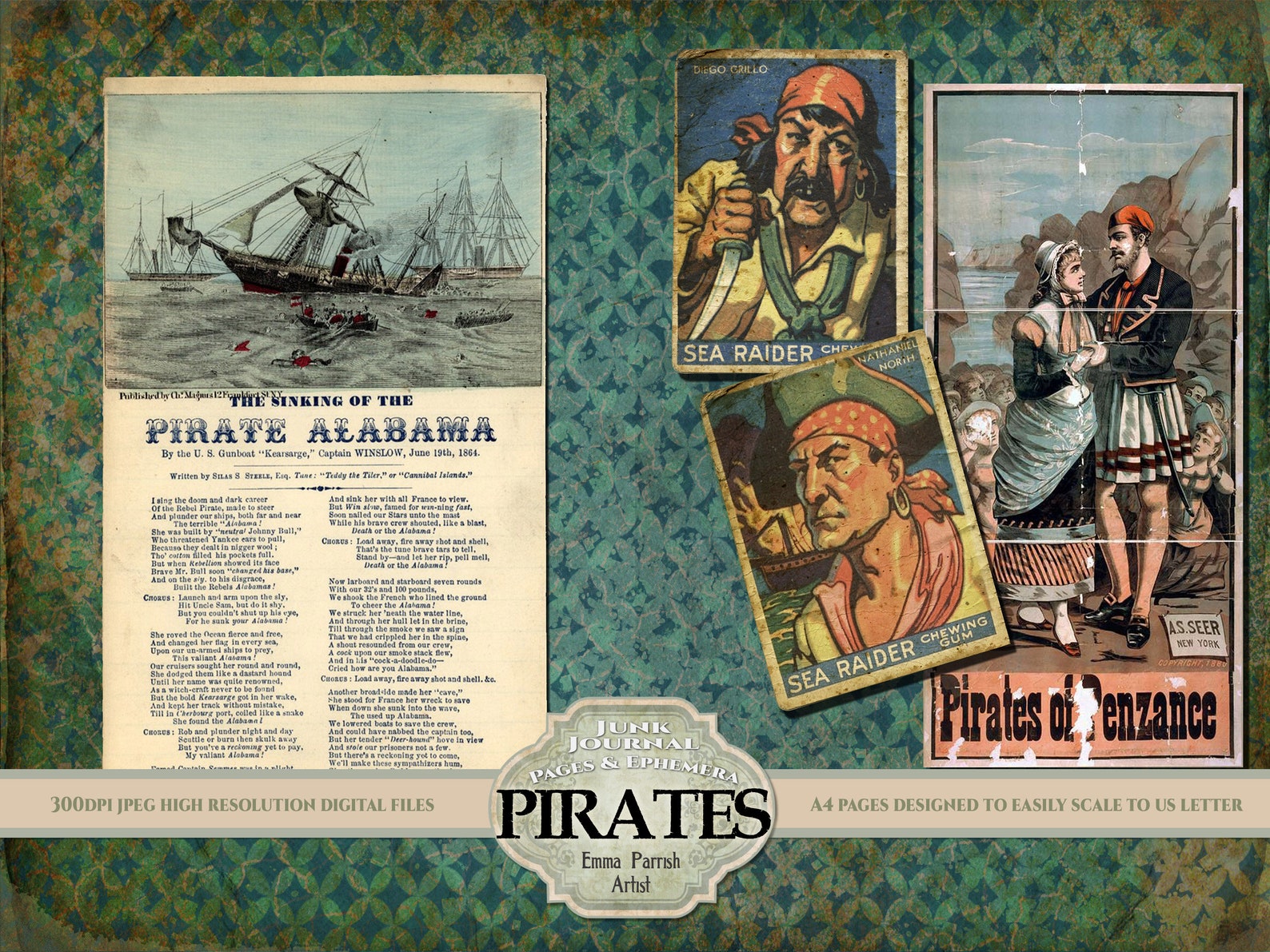 Pirate Junk Journal Kit Pirates Printable Ephemera Piratage - Etsy France