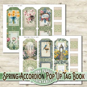 Spring Pop-up Tag Book Printable Kit, DIY Accordion Journal, Cricut ...