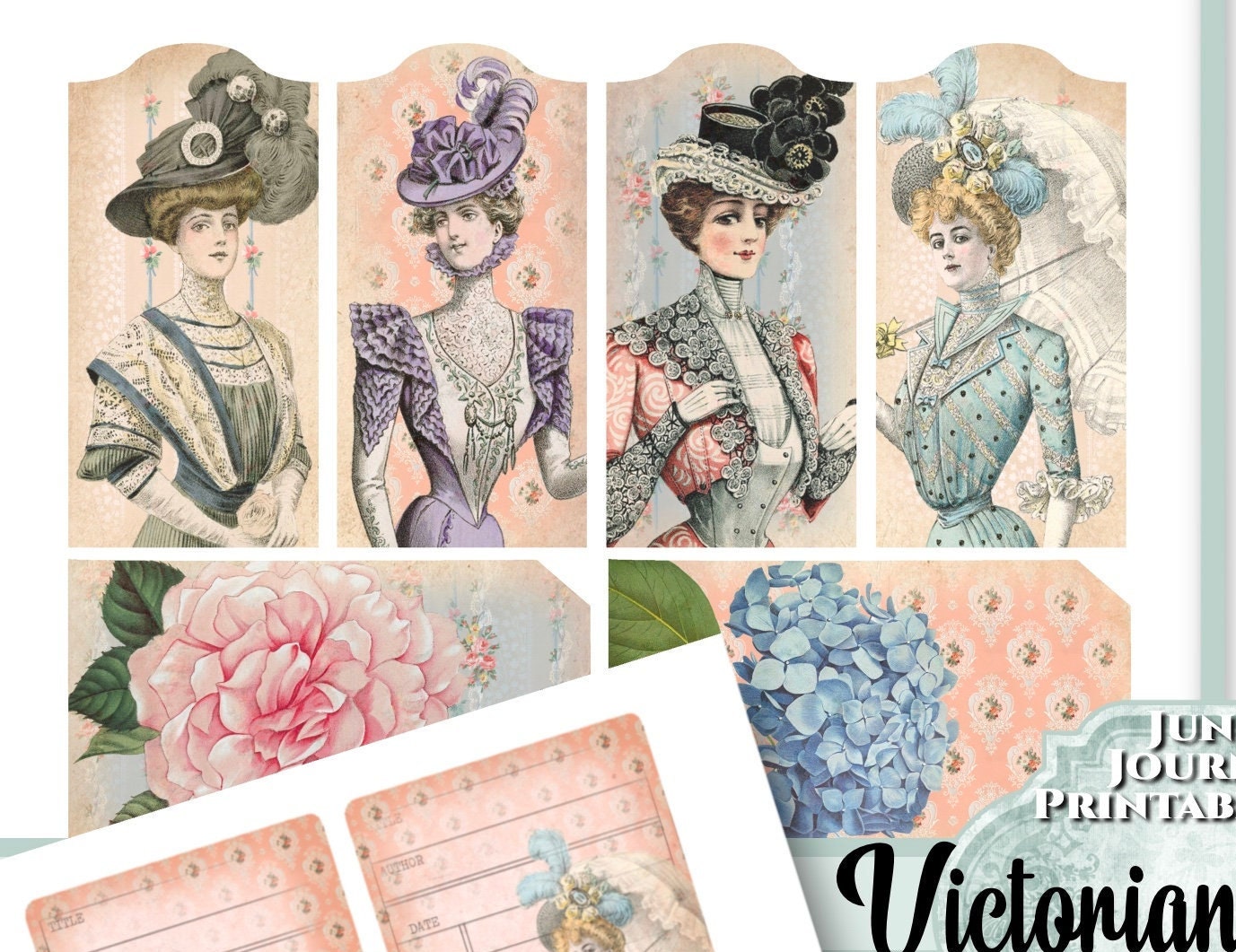 Victorian Ladies Junk Journal Printable Kit Victorian Collage | Etsy