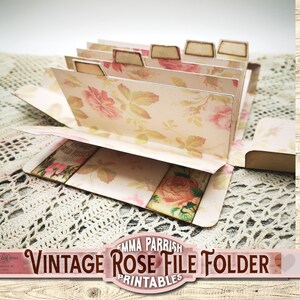 File Folder Storage Case, Vintage Rose Printable, Papercraft, Ephemera ...